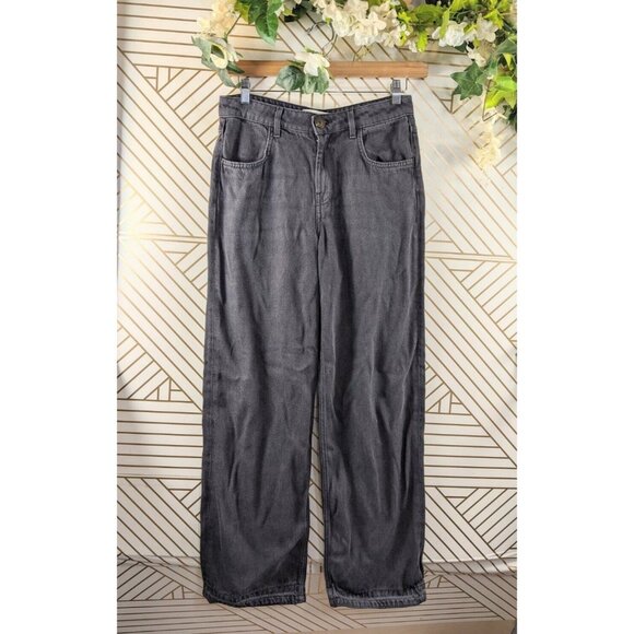 Zara | Jeans | Zara Womens Dark Grey Lyocell Wide Leg Flare Jeans Baggy ...